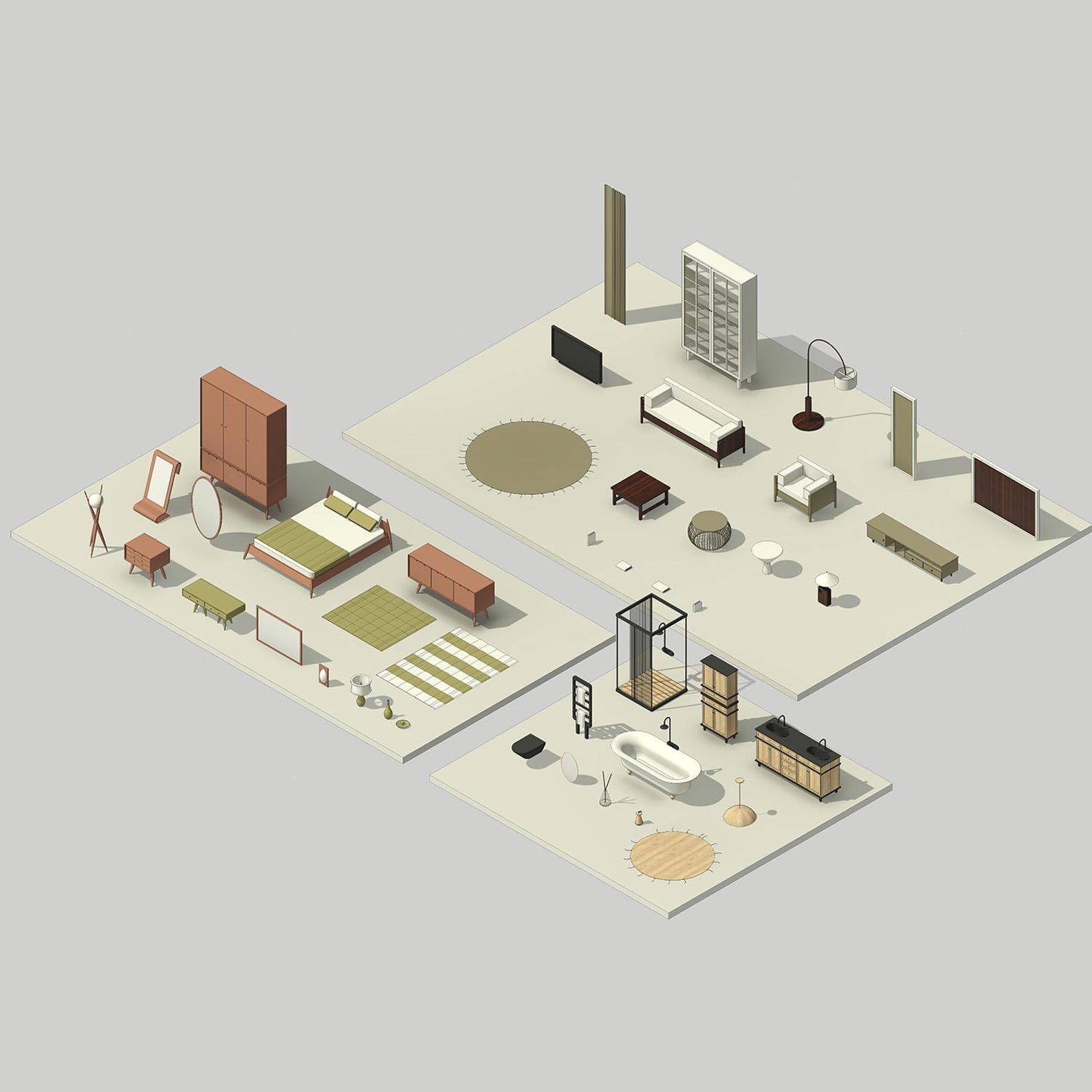 Modern Furniture Revit Family Library: Interior Design Objects (.rfa ...