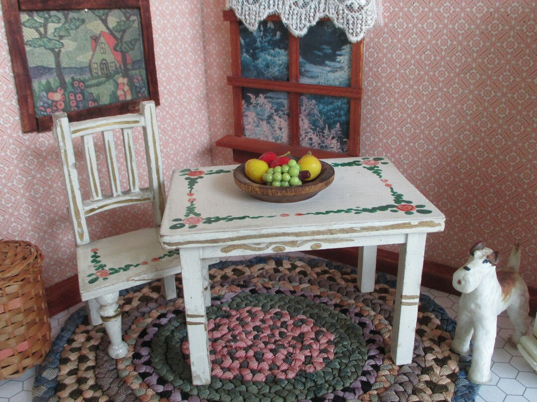 Antique German Dollhouse Furniture - Gottschalk Table and Chair - 1 ...