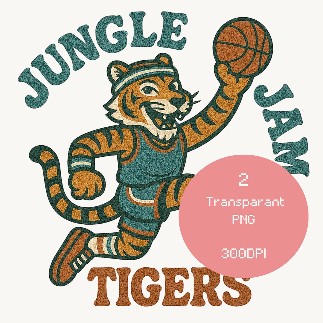 Jungle Jam Tigers Basketball PNG Bundle | 2 Transparent 300 DPI Files ...
