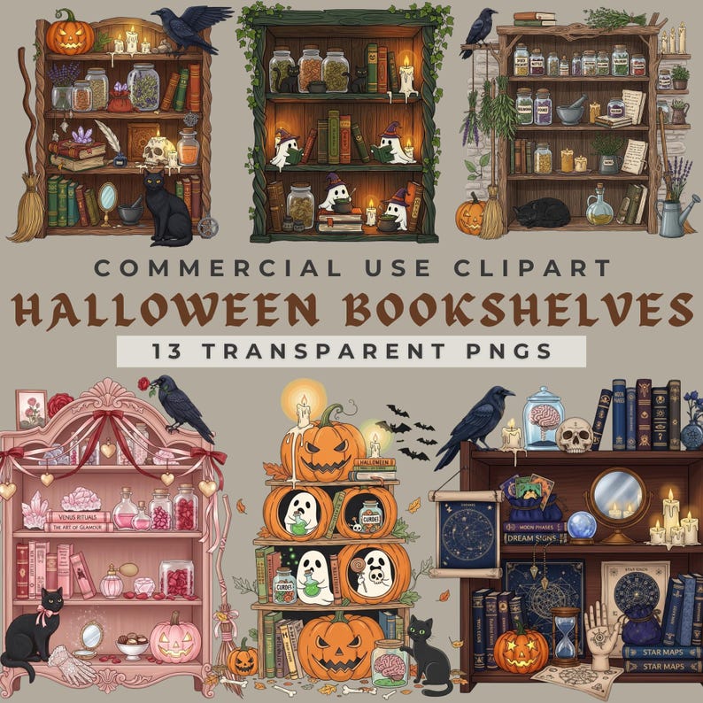Spooky Haunted Bookshelf Bundle: Ghosts Library Digital Download (300 ...