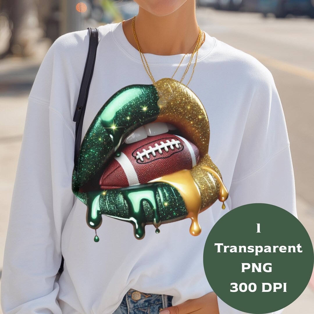 Football Dripping Lips PNG: Yellow and Green Clipart, Game Day ...