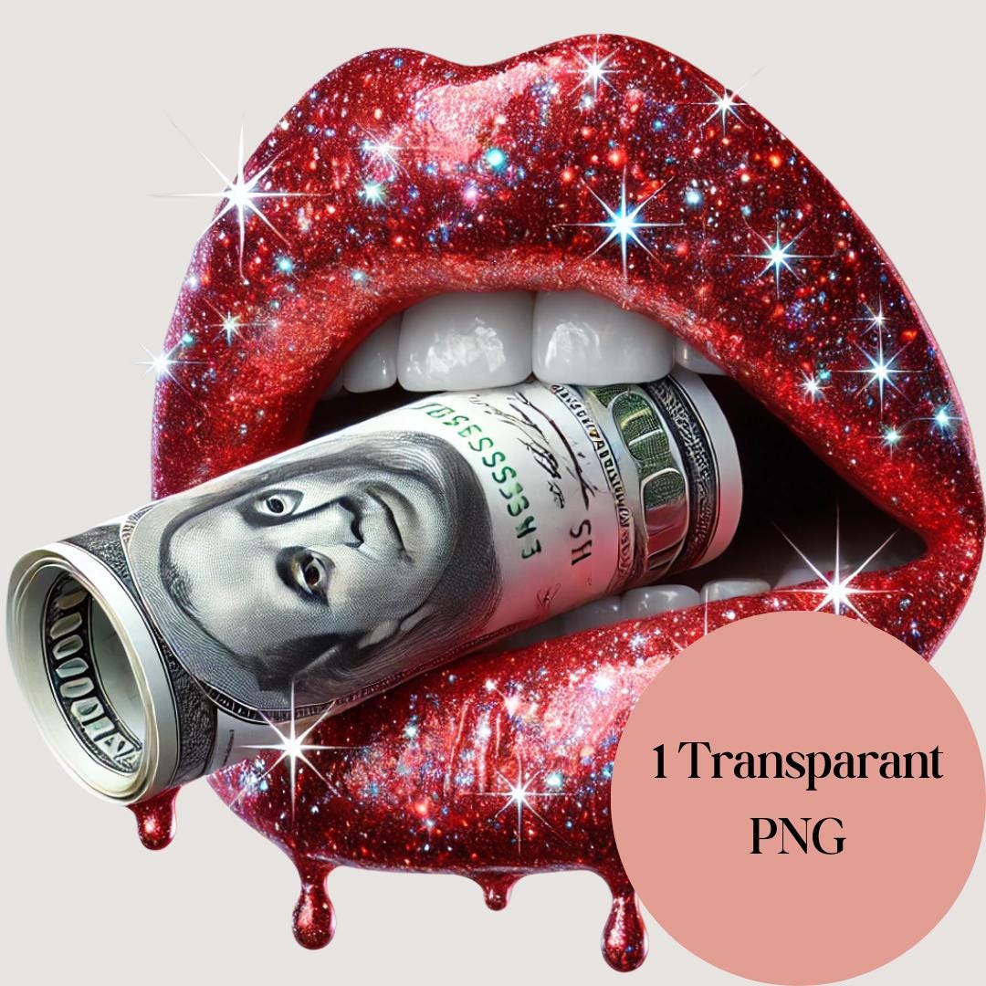 Dripping Lip Dollar PNG, Money Aesthetic Sublimation, Sexy Lips With ...