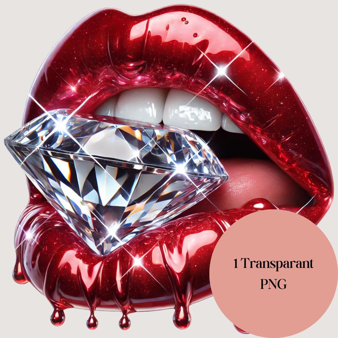 Diamond Dripping Lip PNG: Glossy Gold Dollar Art (digital Download) - Etsy