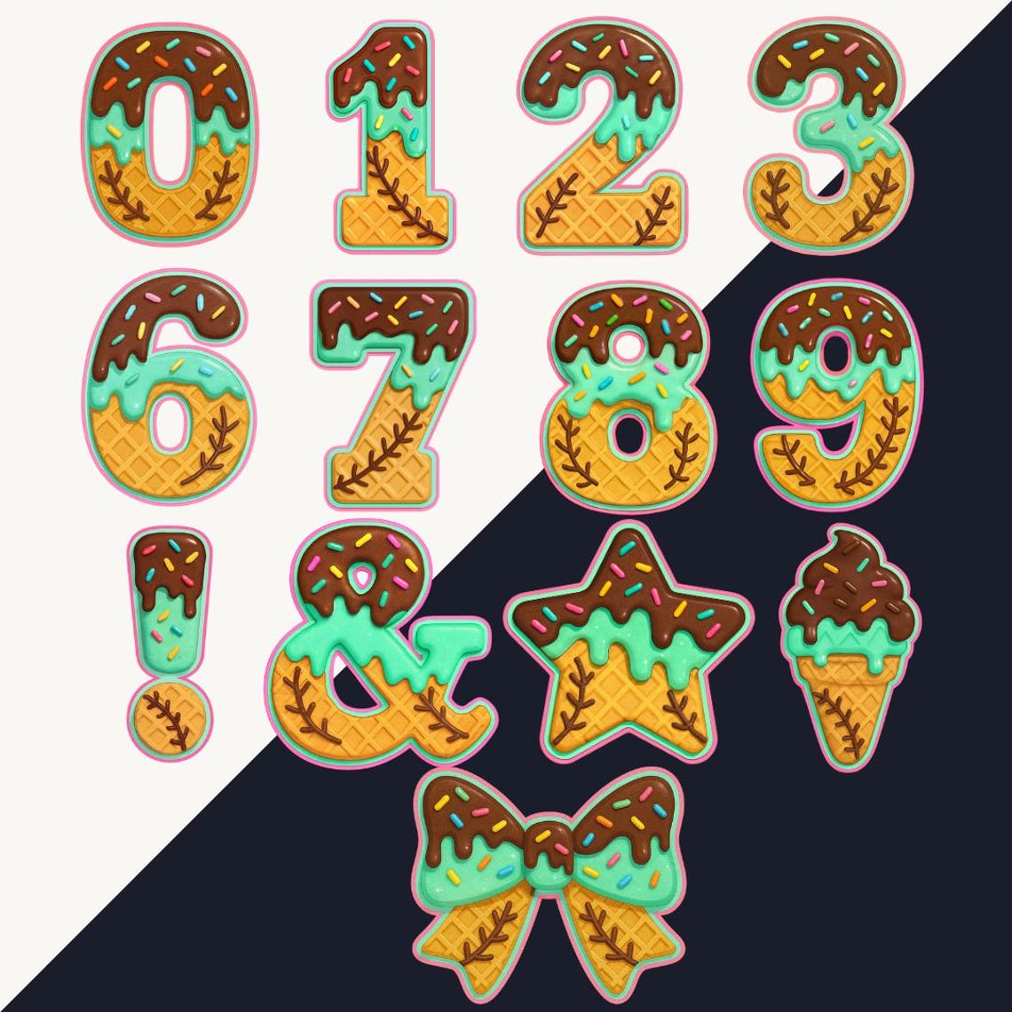Baseball Ice Cream Drip Alphabet Clipart Set PNG | 46 High Quality ...