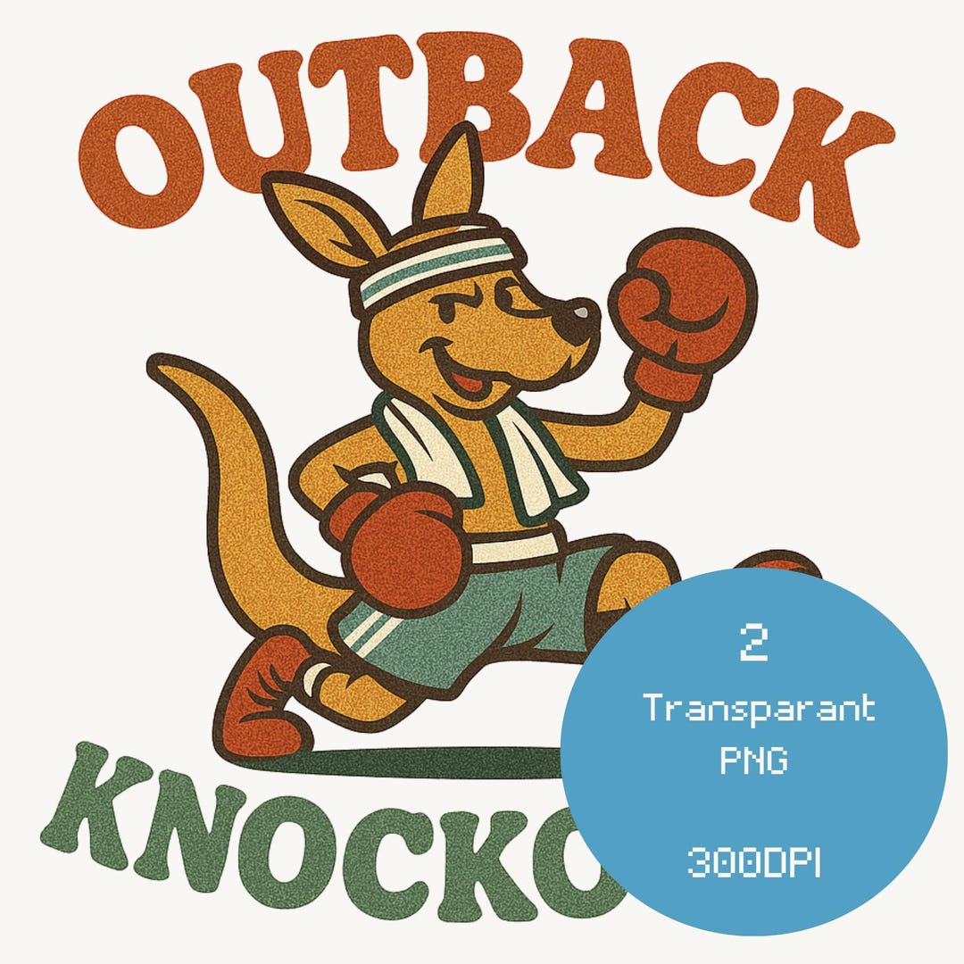 Outback Knockout Boxing PNG Bundle | 2 Retro Kangaroo Fighter Clipart ...