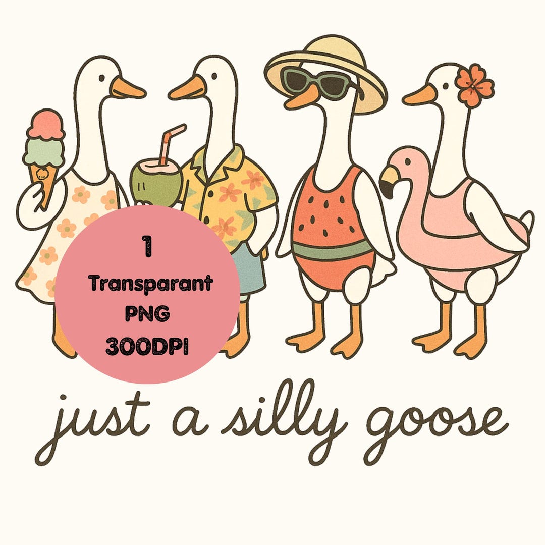 Just a Silly Goose Summer PNG Clipart – Funny Vacation Geese in ...