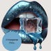 Icy Dripping Lips PNG With Blue Metallic Lips and Ice Cube Clipart for ...