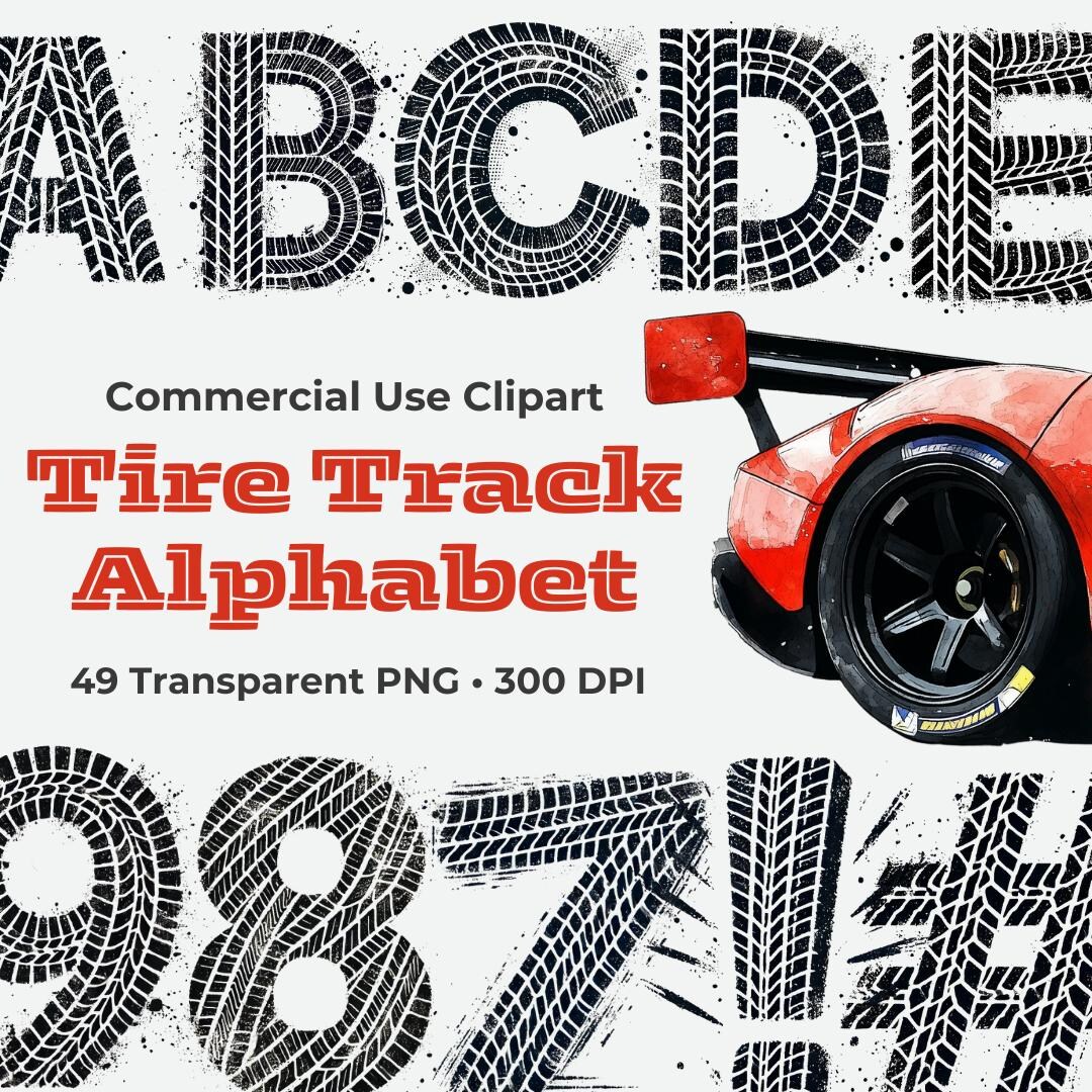 Tire Track Alphabet PNG – Grunge Racing Letters for Sports, Car & Truck ...