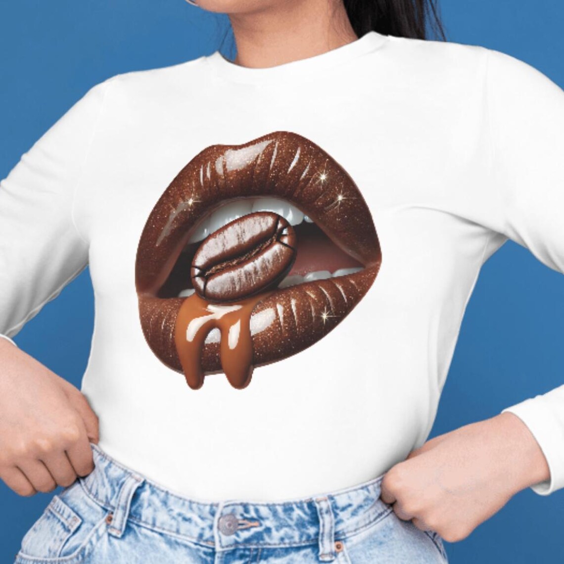 Coffee Dripping Lips PNG With Chocolate Brown Glossy Lips and Coffee ...