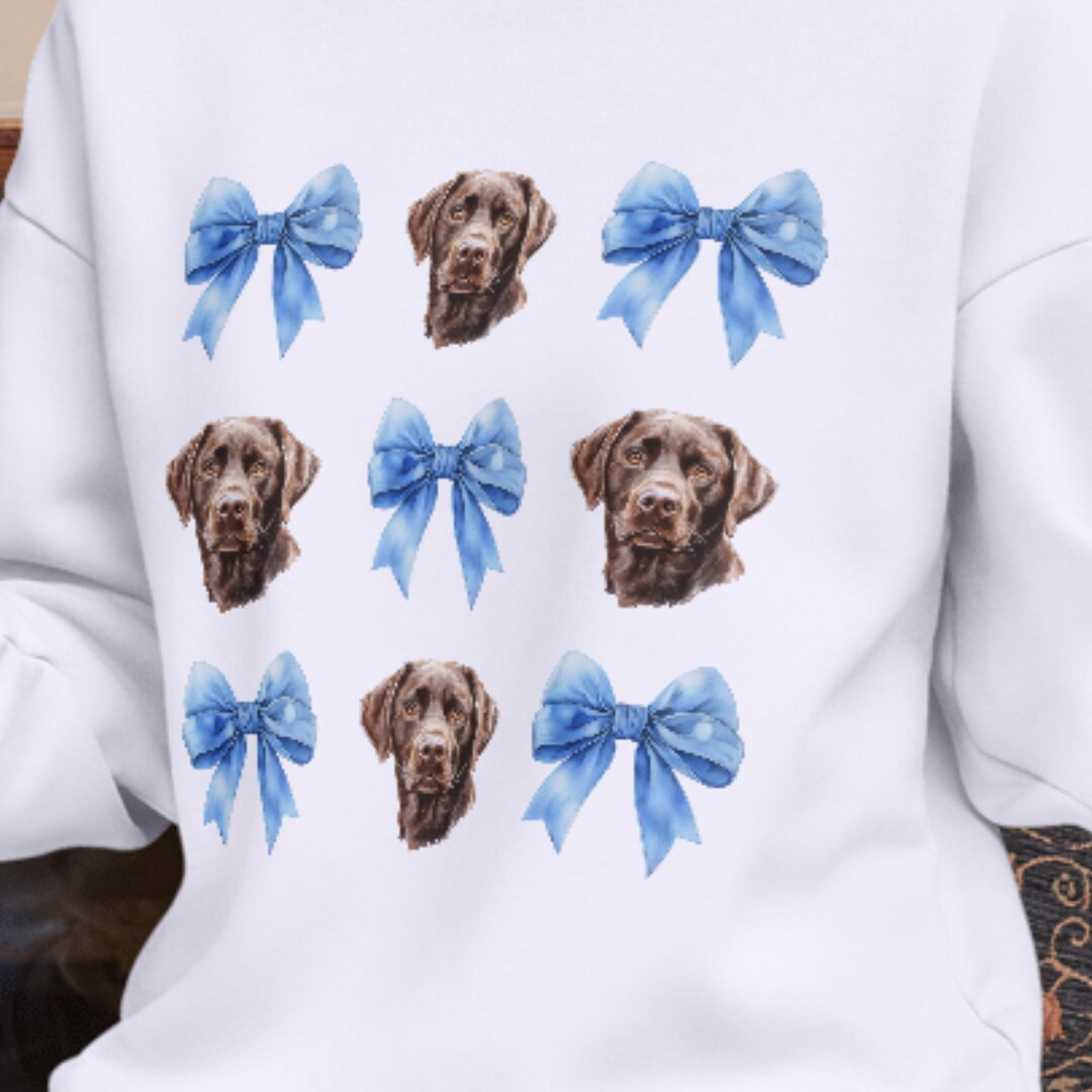 Chocolate Lab PNG Set: Dog Head With Blue Bow Clipart (digital Download ...