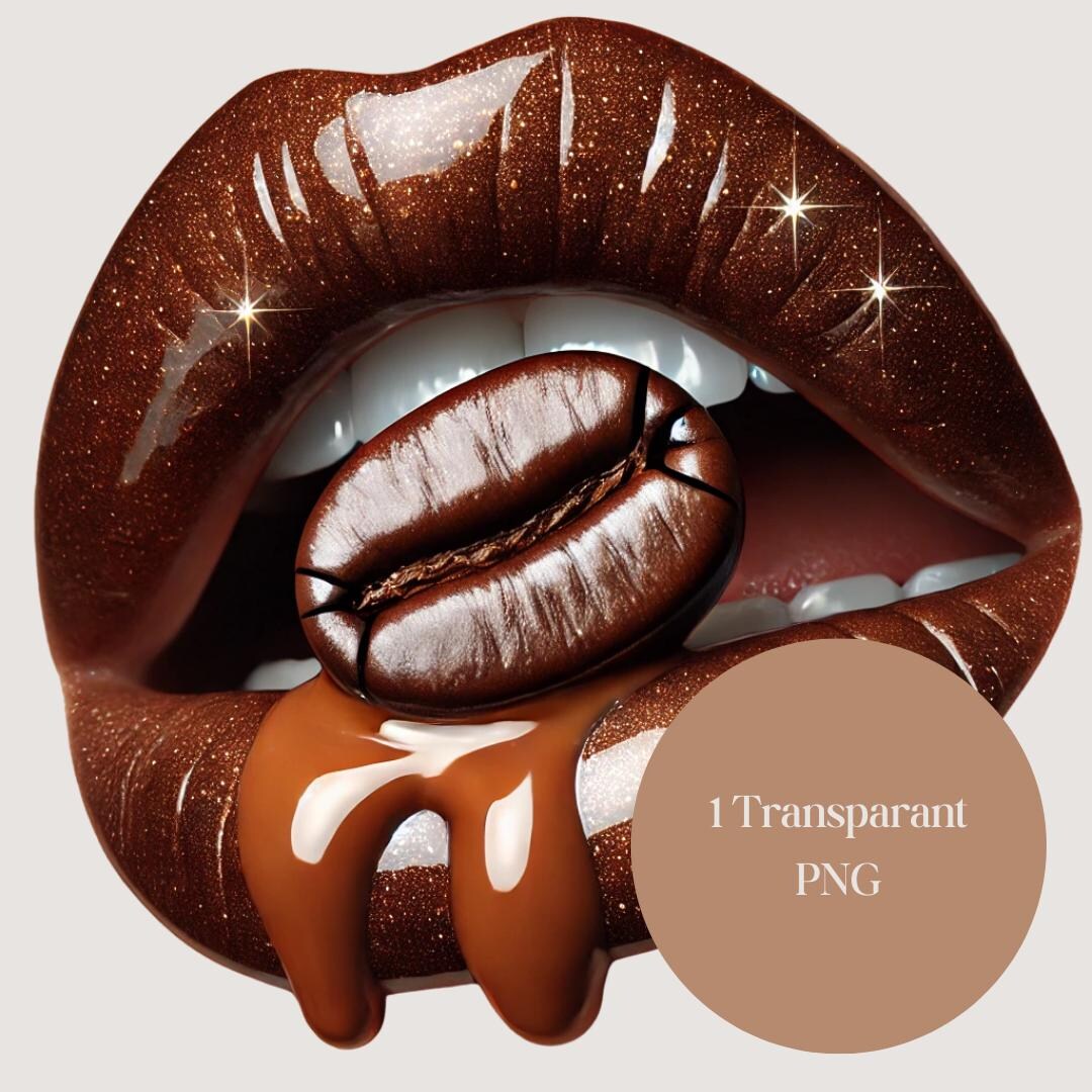 Coffee Dripping Lips PNG With Chocolate Brown Glossy Lips and Coffee ...