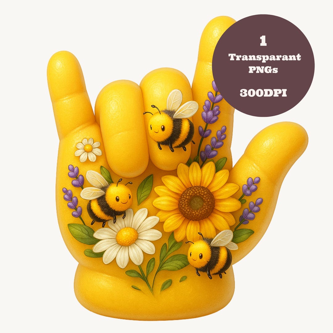 ASL I Love You Hand PNG – Bee & Sunflower Nature Clipart | Earth Day ...