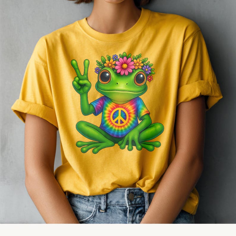 Hippie Frog PNG Clipart: Boho Peace Sign, Tie Dye (digital Download - Etsy