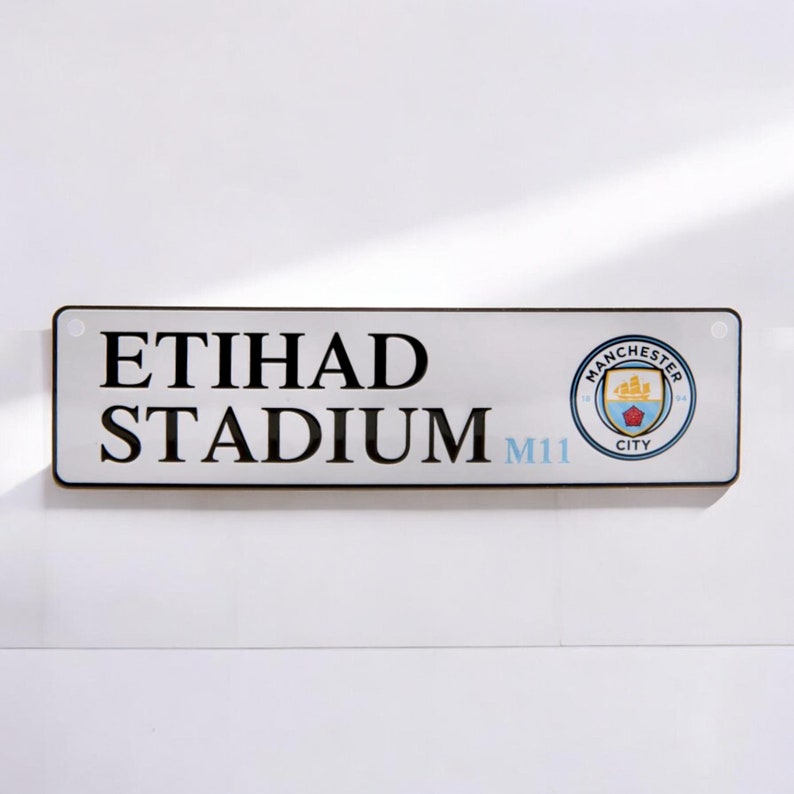 Manchester City Sign Street Stadium Metal Gift Window Hanging Car Man ...