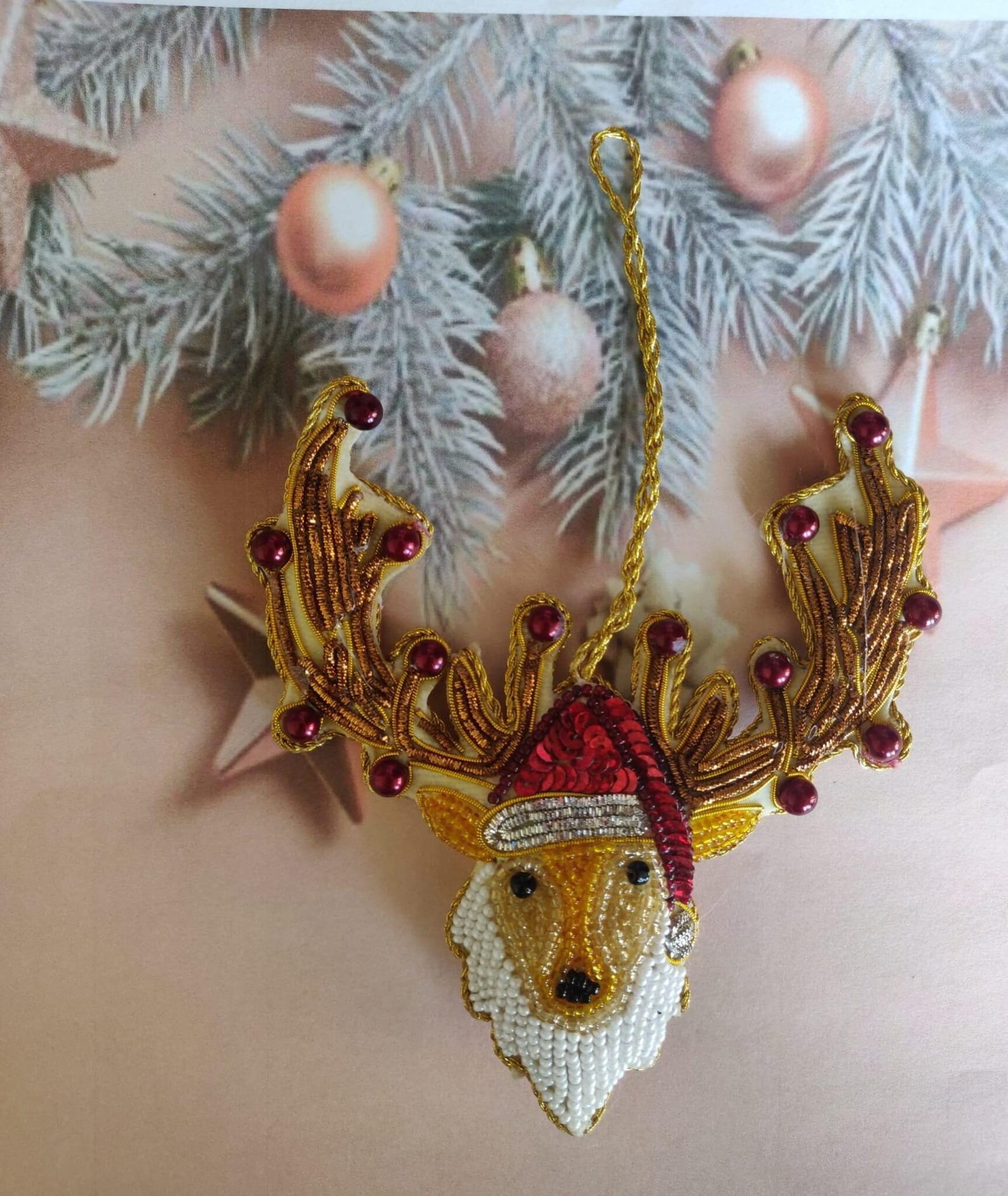 Christmas Reindeer Ornament, Tree Hanging Decor, Handmade Artisan ...