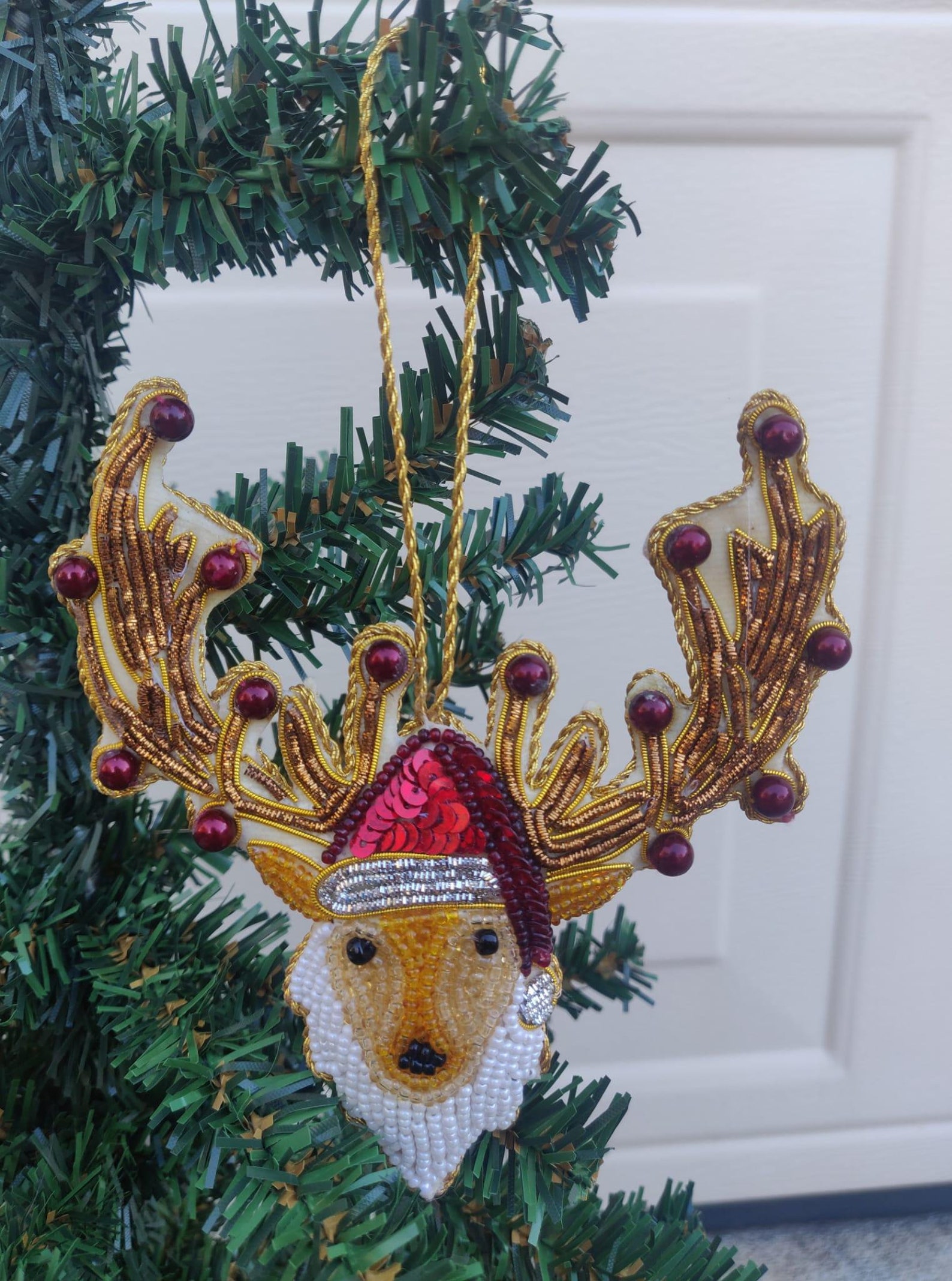 Christmas Reindeer Ornament, Tree Hanging Decor, Handmade Artisan ...