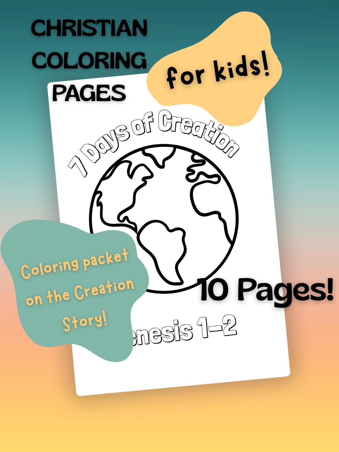 Christian Coloring Packet for Kids on the Creation Story - Etsy