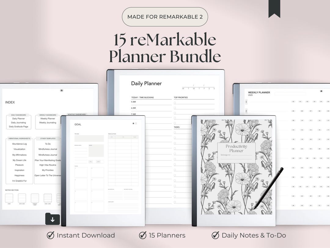Remarkable 2 Planner Bundle | Daily, Productivity, Life (digital ...