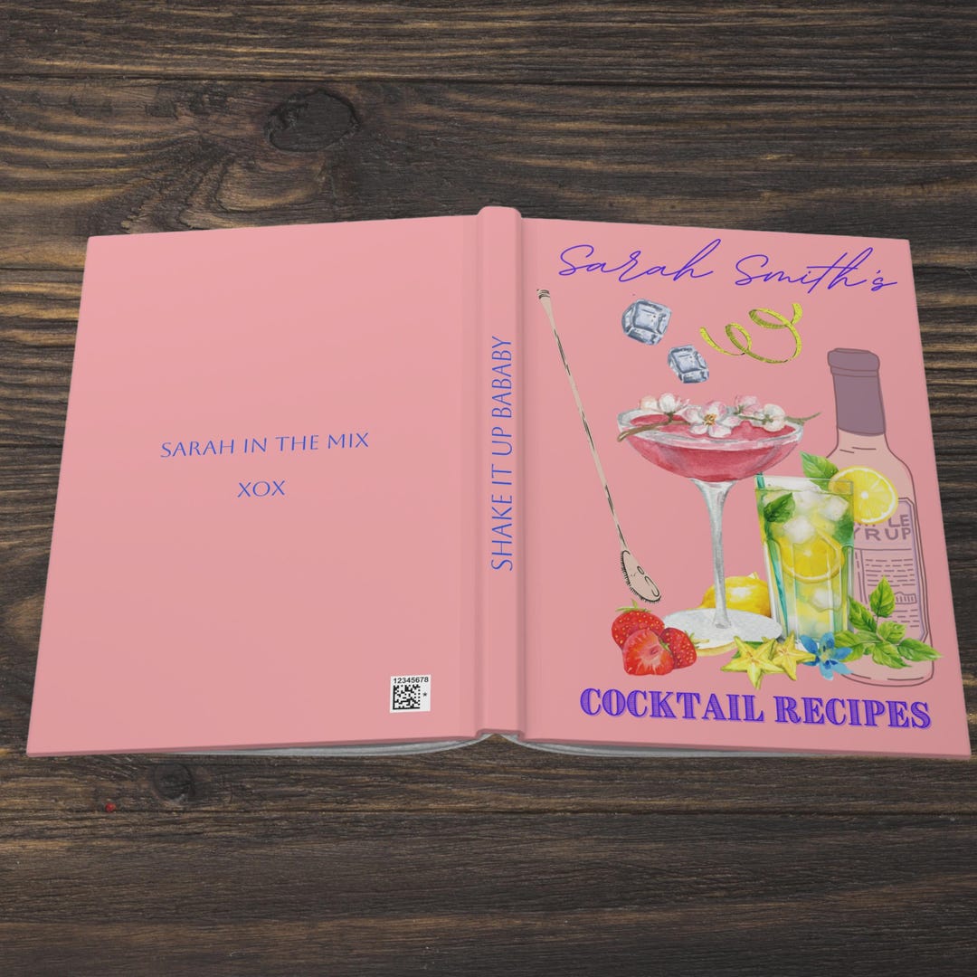 Custom Cocktail Recipe Book A5 Blank Lined Bar Notebook Personalized ...