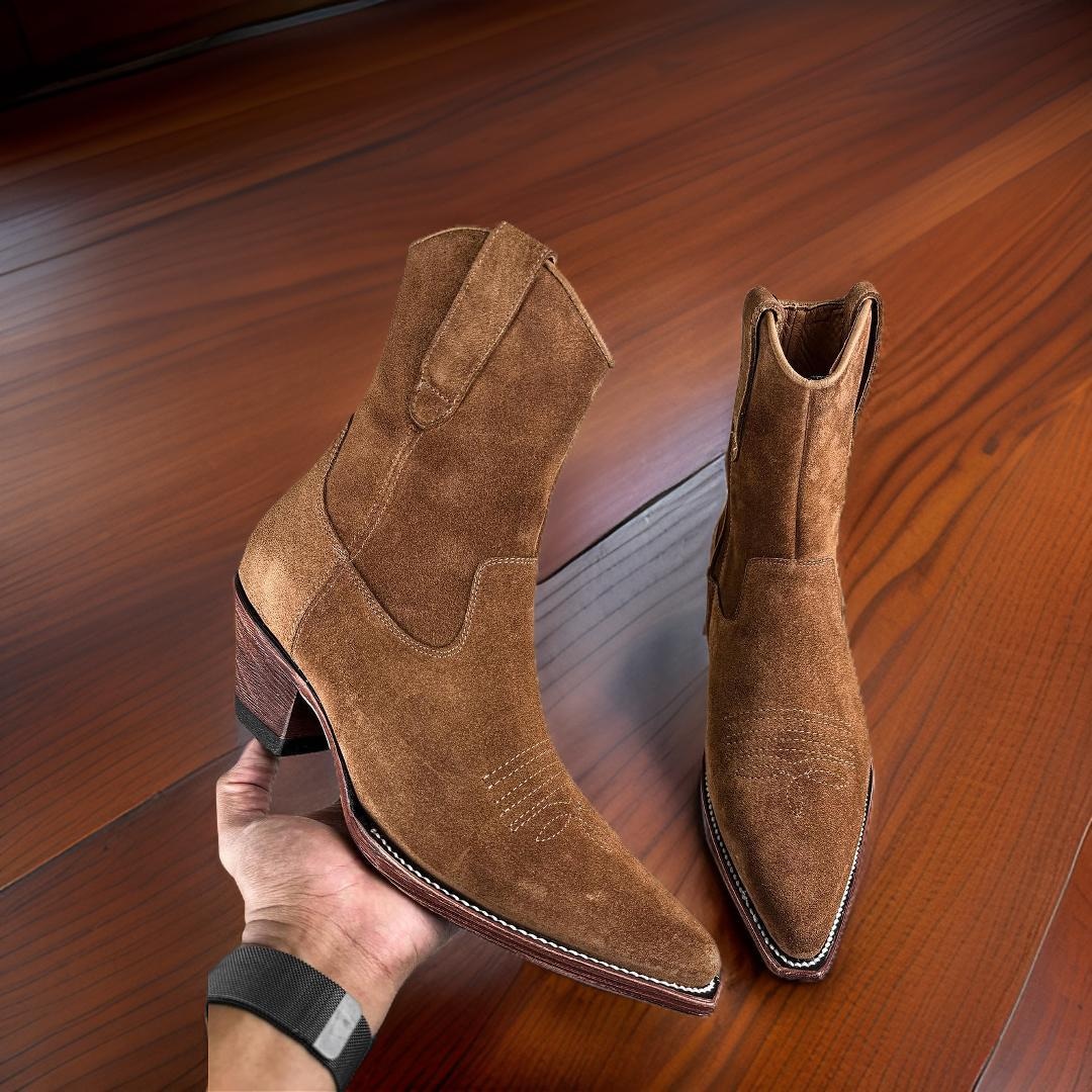 Customized Handmade Suede Leather High Neck Long Boots for Men, Leather ...