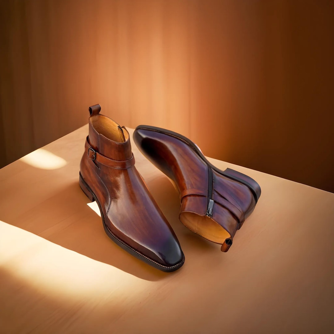 Customize Handmade Leather Boots for Men, Leather Sole Shoes, Men ...