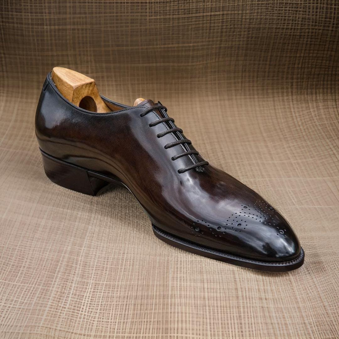 Customized Handmade Leather Lace up Italian Shoes, Leather Sole Shoes ...