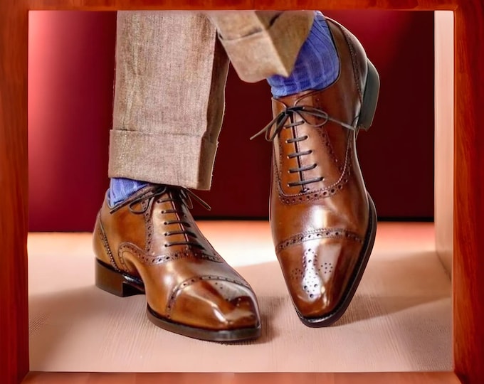 Men's Custom Made Formal Dress Lace up Leather Shoes for Men, Leather ...