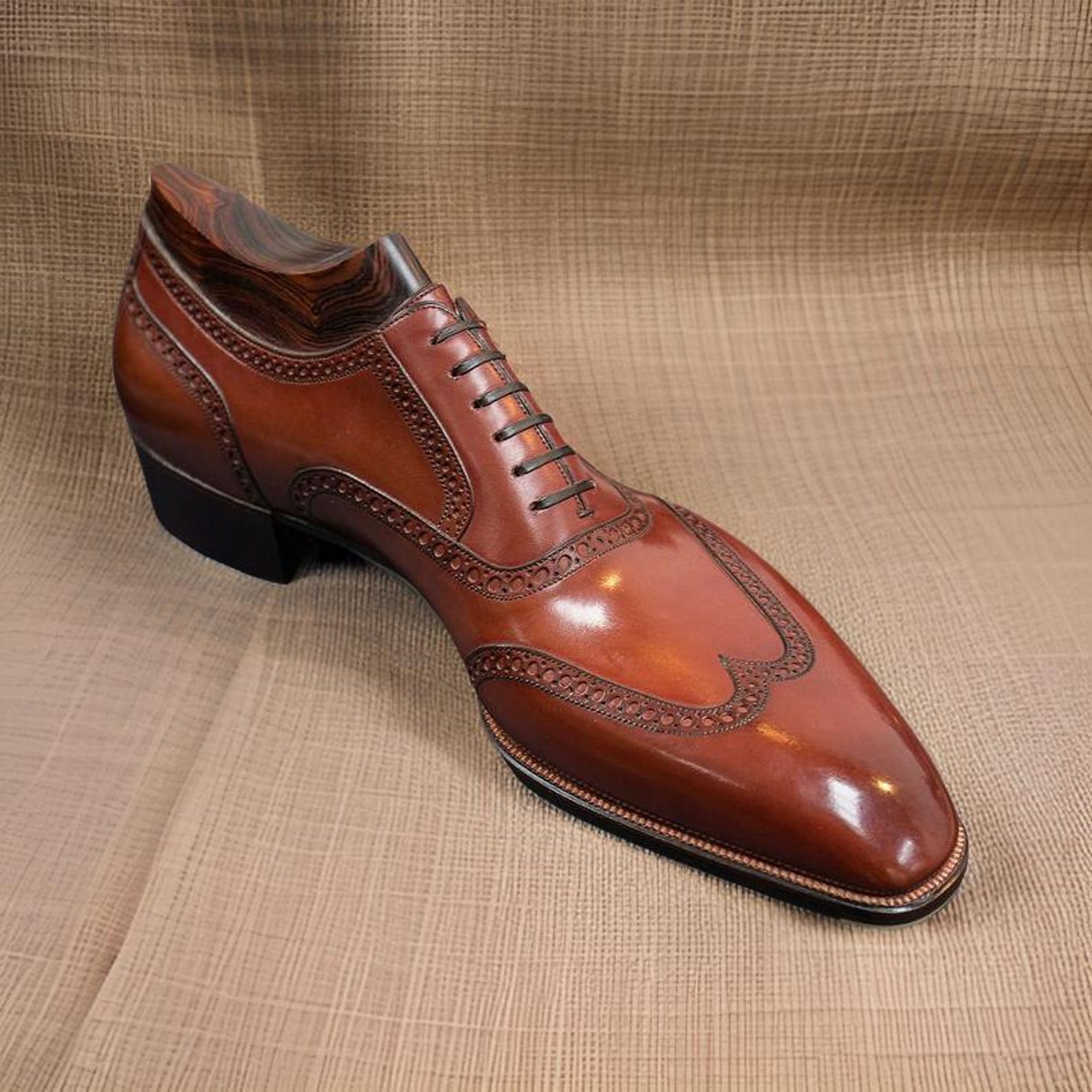 Customized Handmade Brown Leather Lace up Italian Shoes, Leather Sole ...