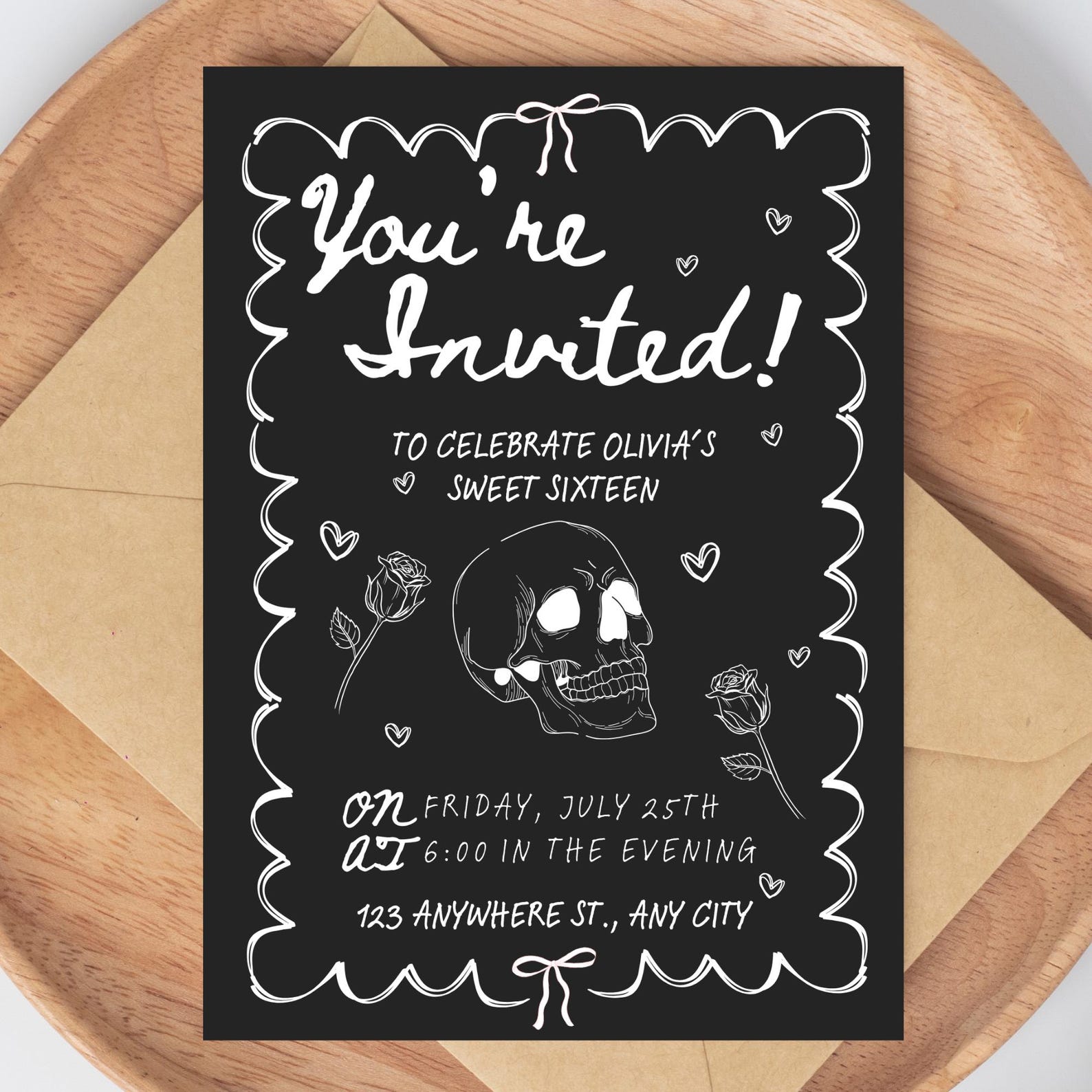 Sweet Sixteen Emo/goth Birthday Party Invitation Canva Template ...