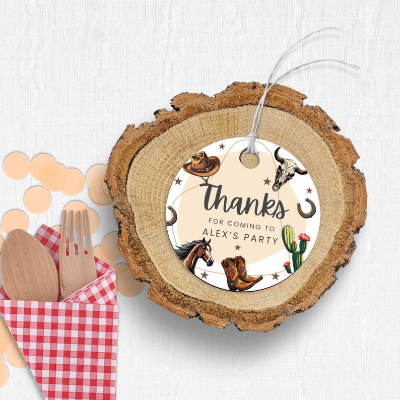 Editable Wildest One in the West Birthday Thank You Tag, First Rodeo ...