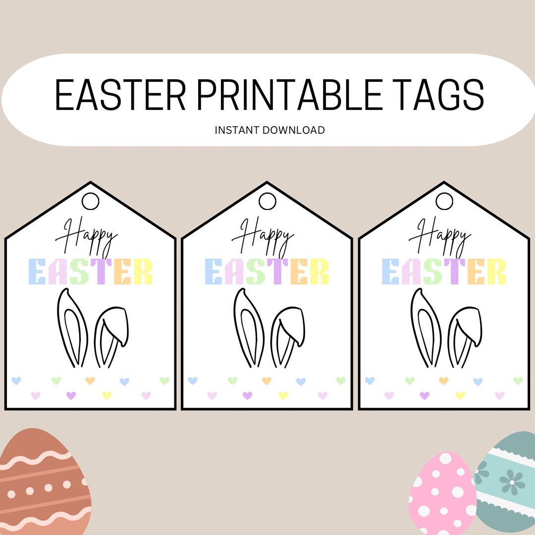 Printable Easter Bunny Tag, Easter Favor Tag, Easter Bunny Party Favor ...