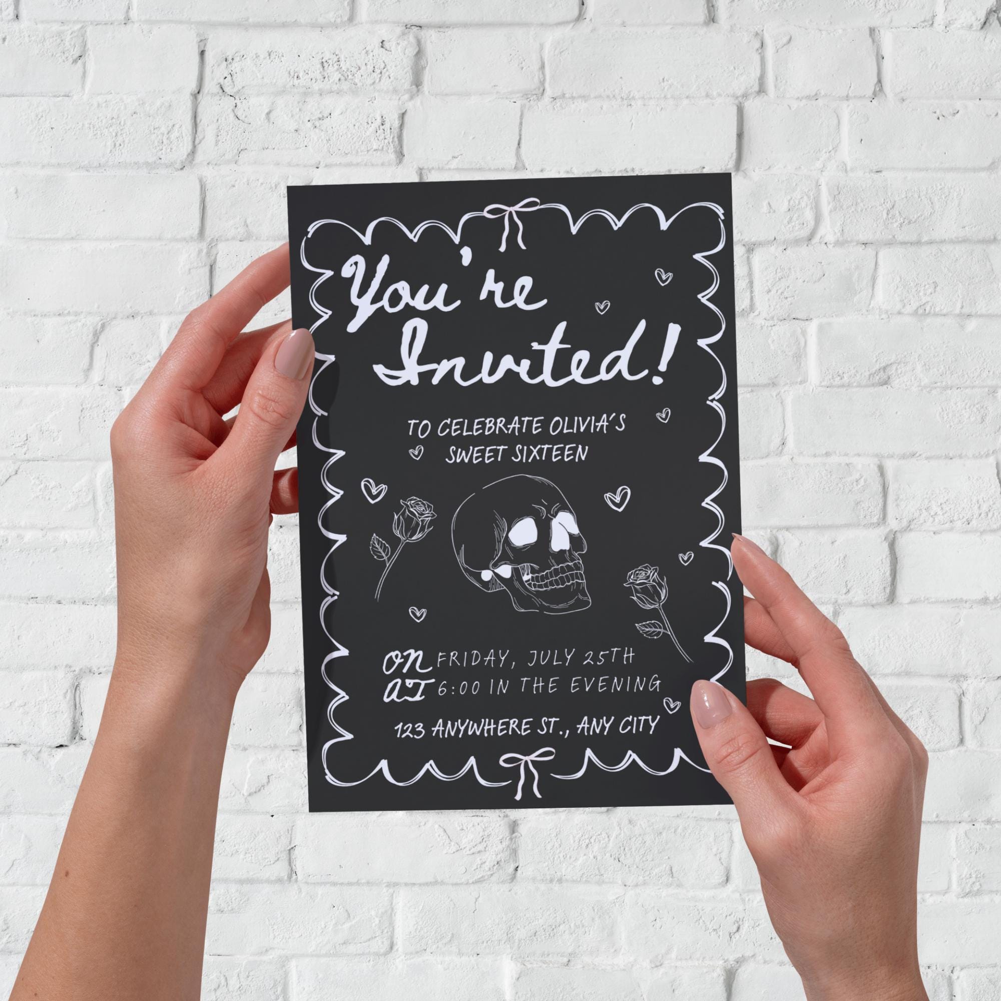 Sweet Sixteen Emo/goth Birthday Party Invitation Canva Template ...