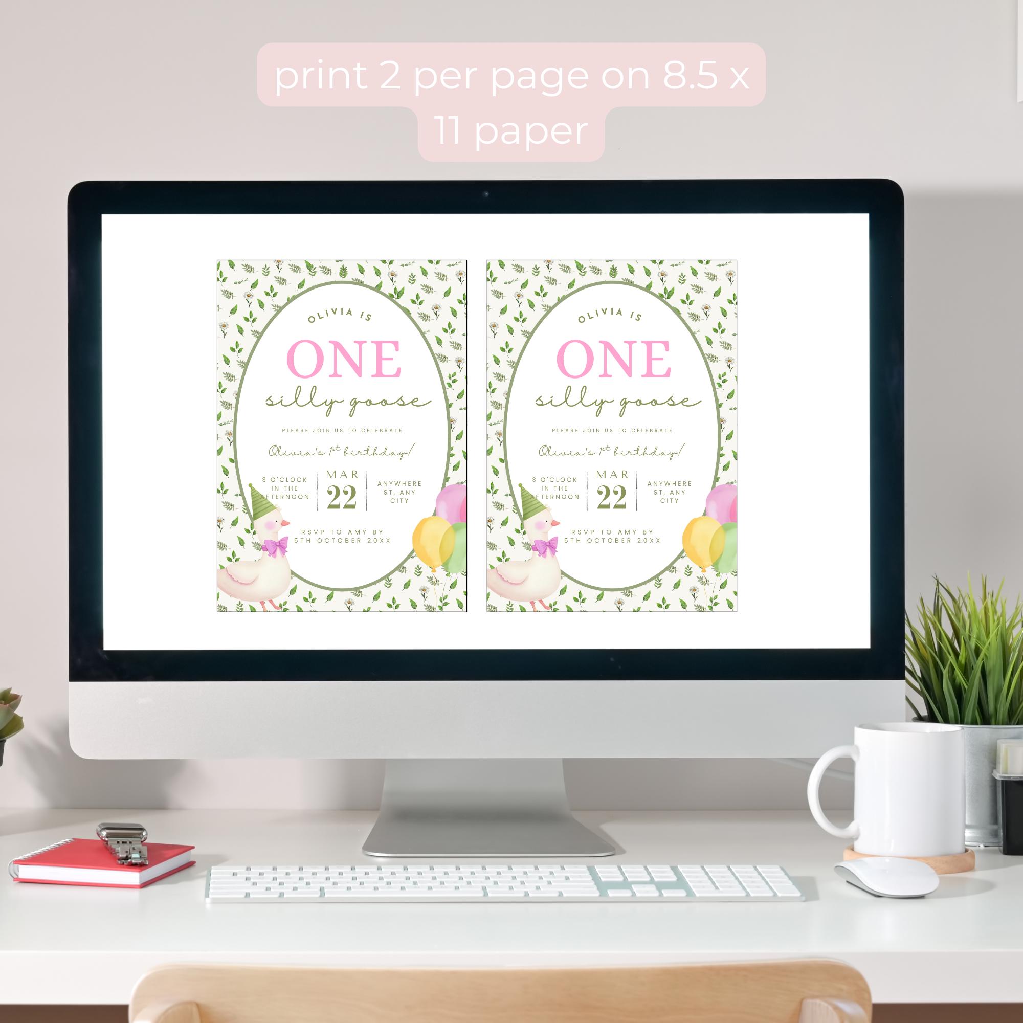 One Silly Goose Birthday Invitation Vintage Floral Daisy 1st Birthday ...