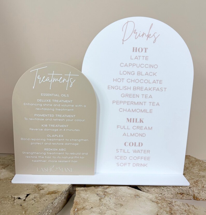 Custom Dual Arch Bar & Drinks Menu Sign | Personalised Beverage Display ...