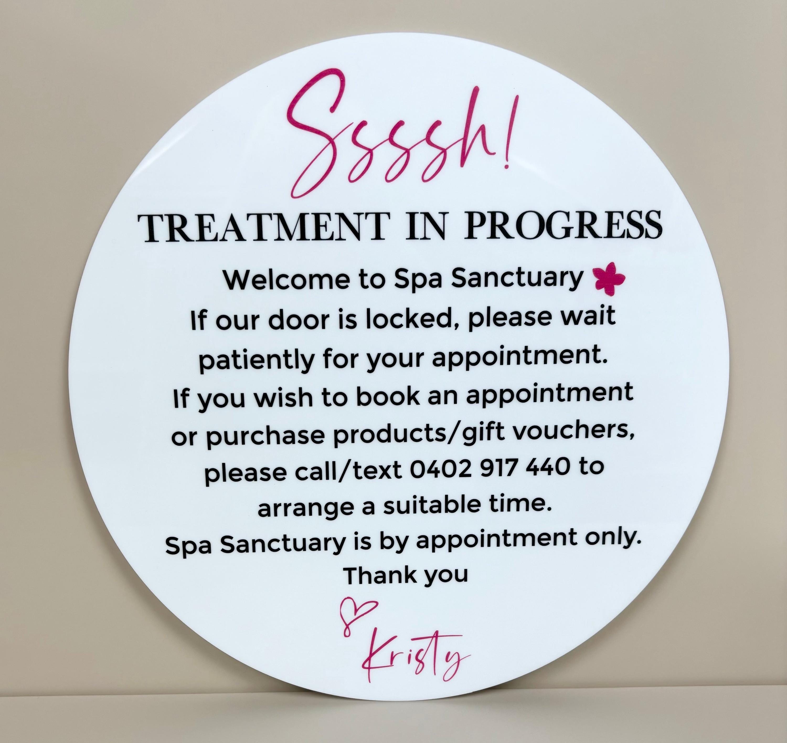 Custom “treatment in Progress” Door Sign – Personalised Sign for ...
