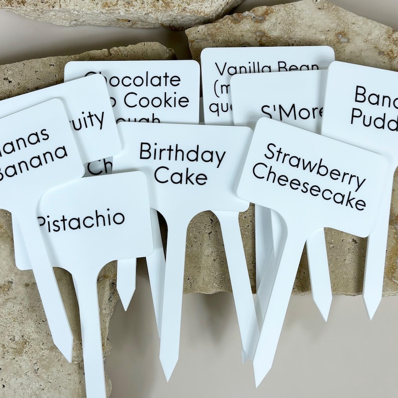 Acrylic Ice Cream Flavour Sticks | Reusable Gelato and Dessert Flavour ...