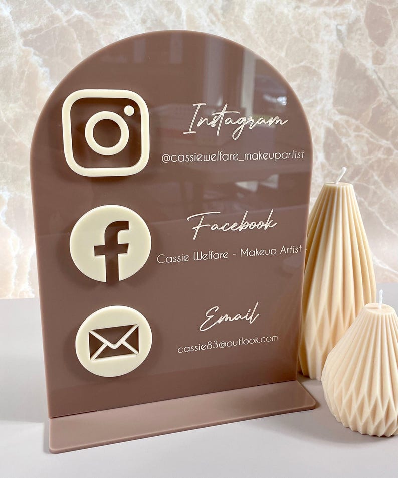 Custom Acrylic Social Media QR Code Sign, Personalised Business Display ...