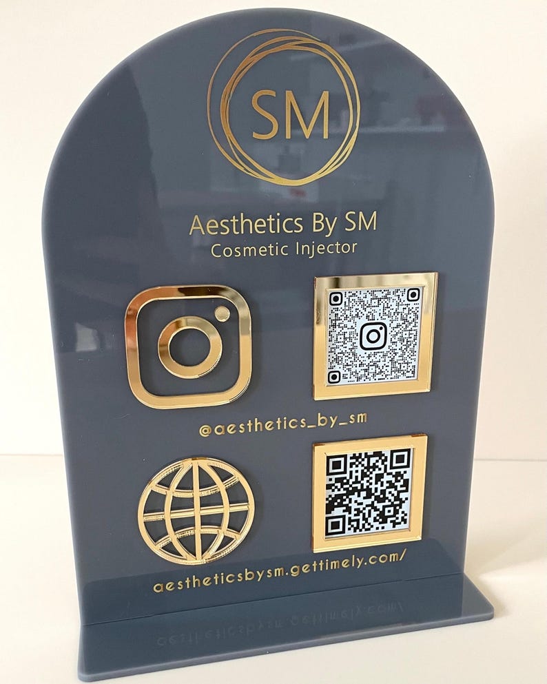 Custom Acrylic Social Media QR Code Sign, Personalised Business Display ...