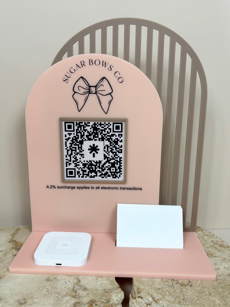 Custom Dual Arch Acrylic Business Sign | Social Media Display With QR ...
