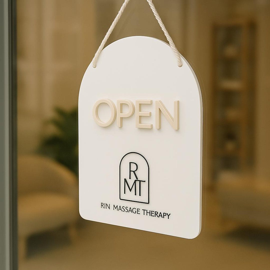 Mini Branded Double Sided Open and Closed Sign | 20cm Hanging Acrylic ...