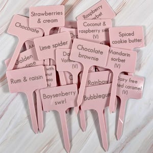 Acrylic Ice Cream Flavour Sticks | Reusable Gelato and Dessert Flavour ...