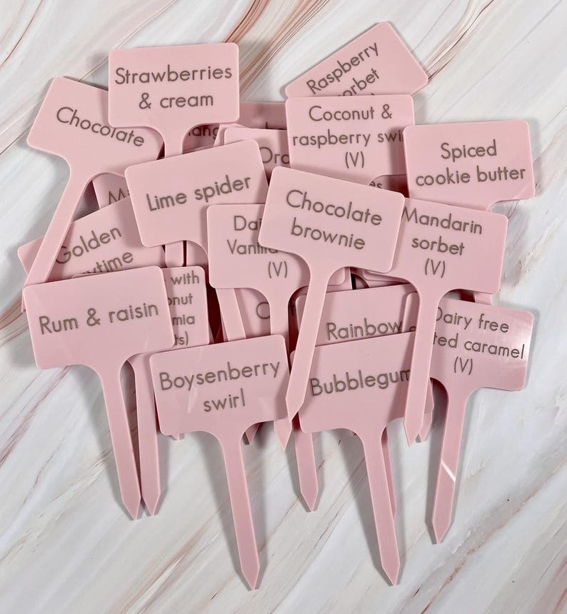 Acrylic Ice Cream Flavour Sticks | Reusable Gelato and Dessert Flavour ...