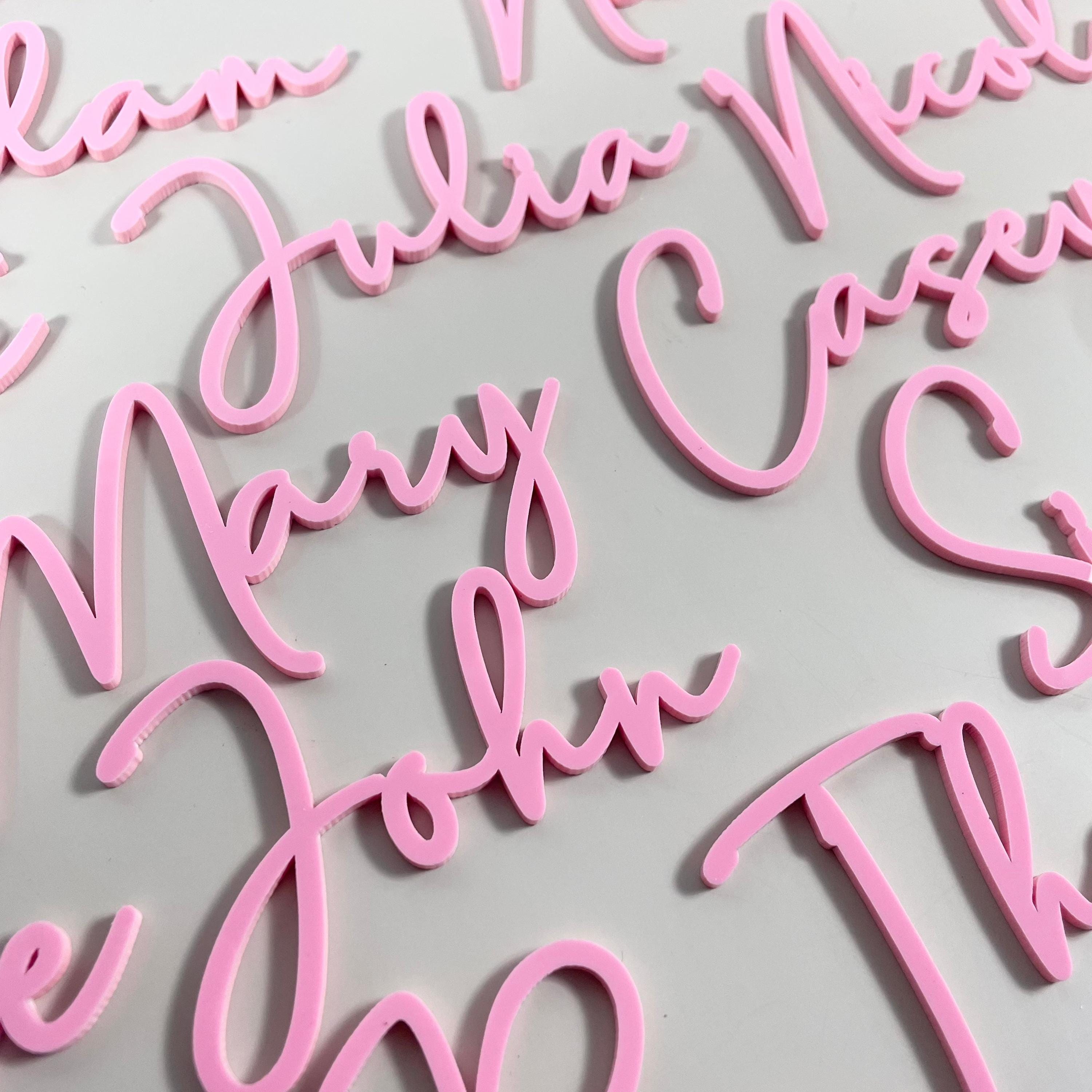 Custom Acrylic Name Place Cards, Personalised Font & Colour | Wedding ...