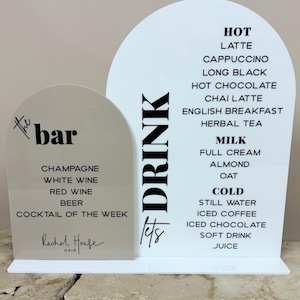 Custom Dual Arch Bar & Drinks Menu Sign | Personalised Beverage Display ...