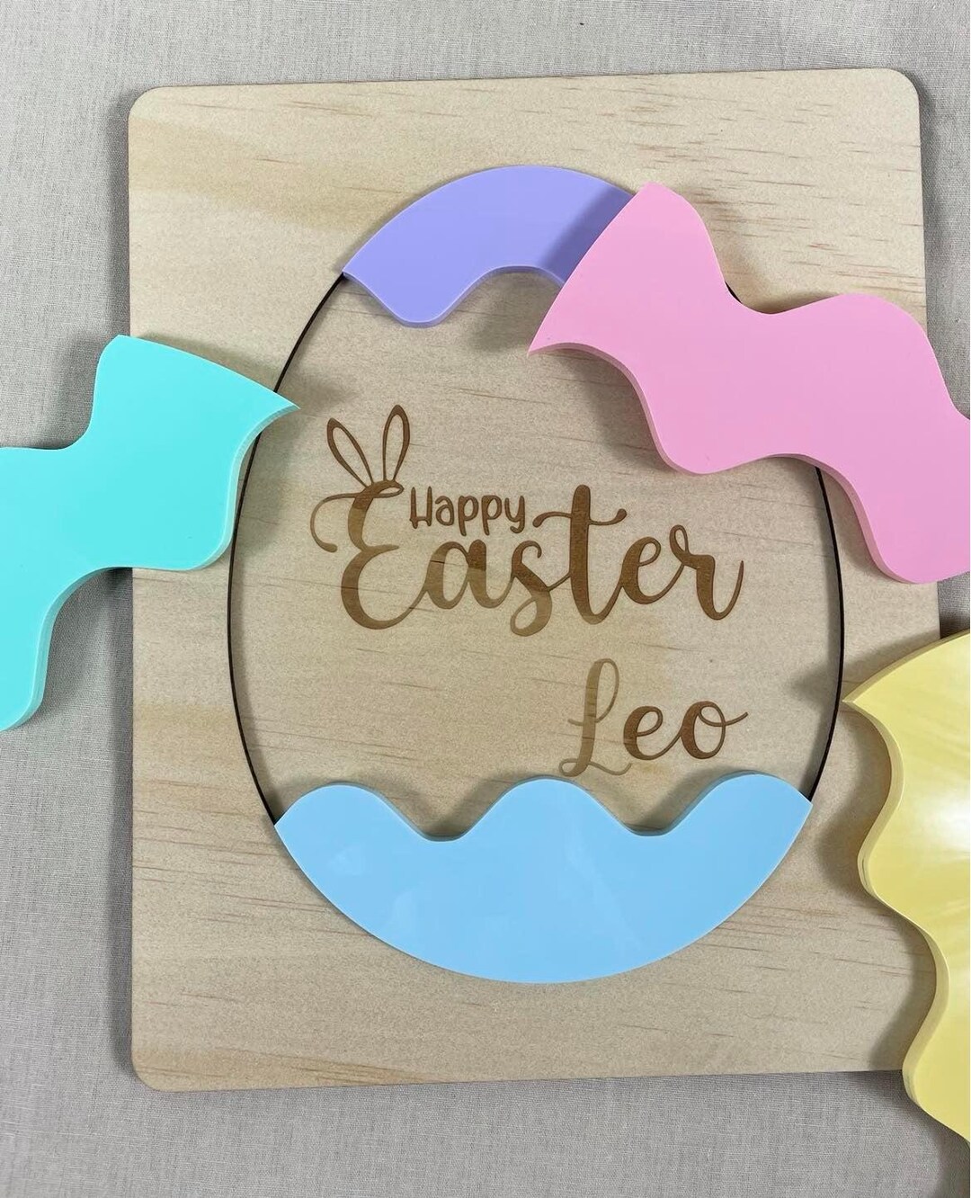 Personalised Easter Egg Puzzle | Custom Wooden Puzzle for Kids | Happy ...