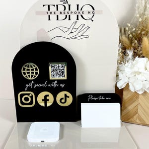 Custom QR Code & NFC Business Display | Acrylic Social Media Stand With ...