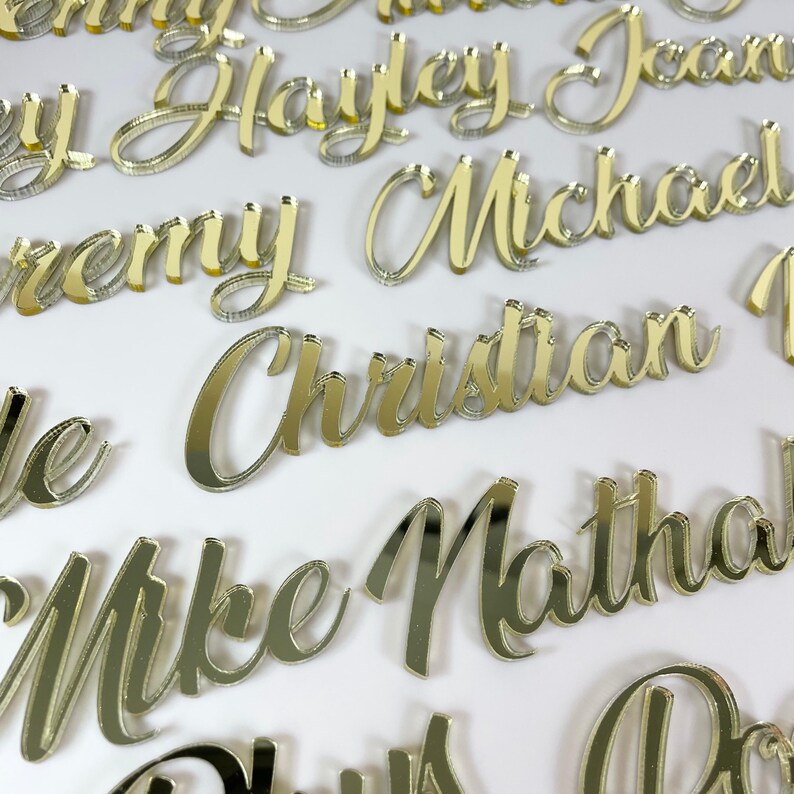 Custom Acrylic Name Place Cards, Personalised Font & Colour | Wedding ...