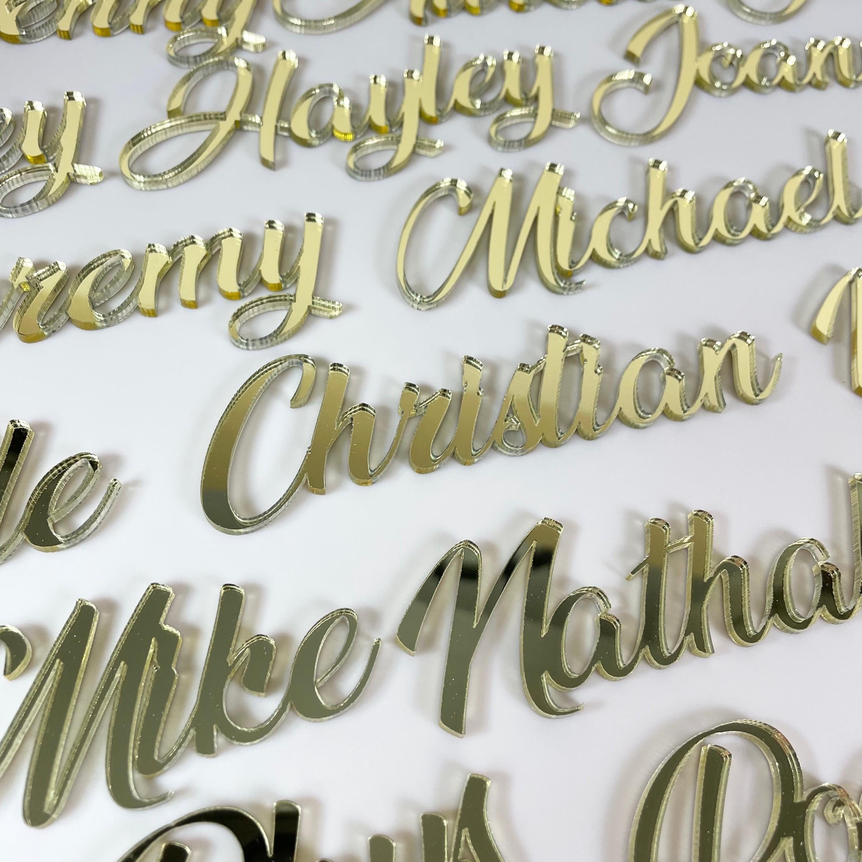Custom Acrylic Name Place Cards, Personalised Font & Colour | Wedding ...