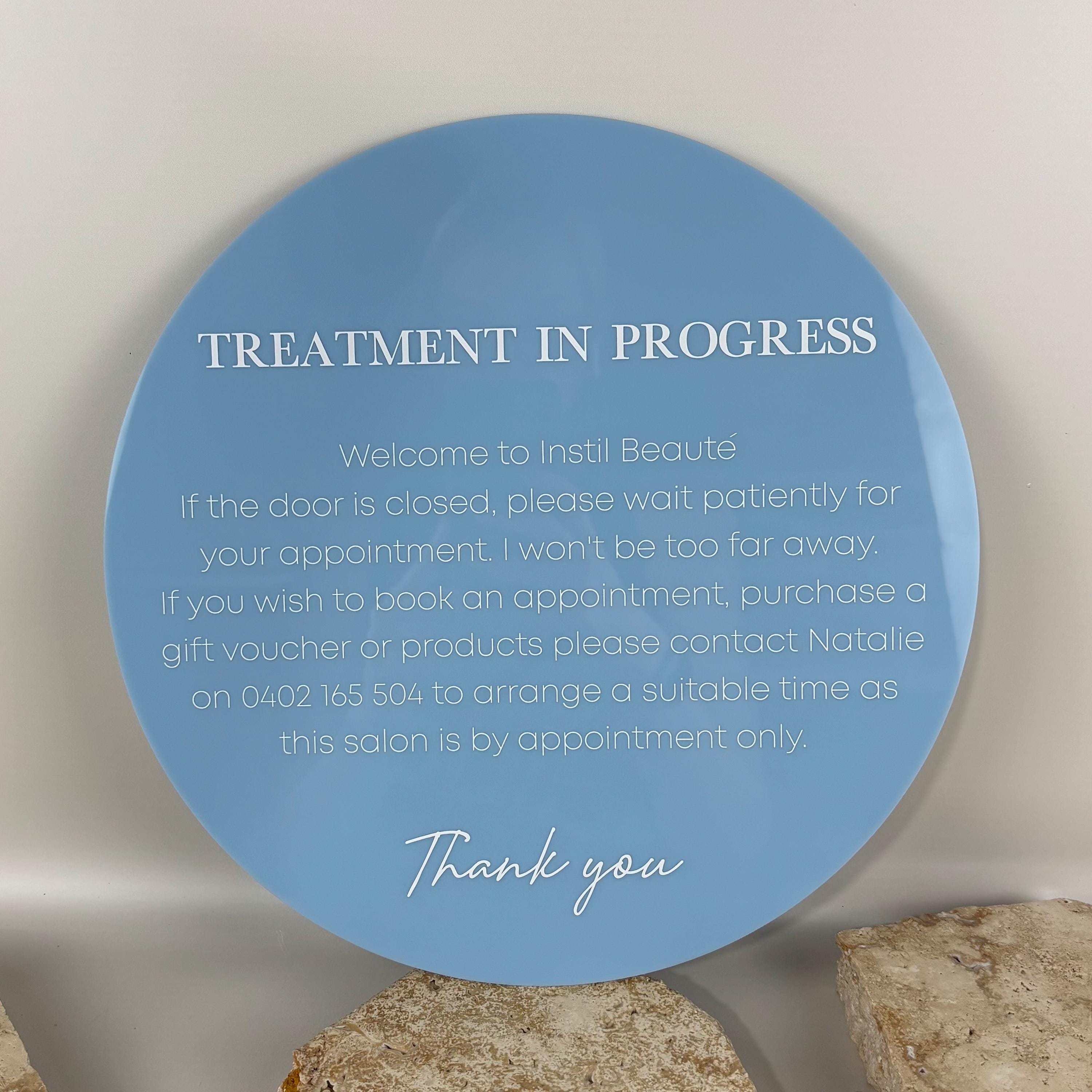 Custom “treatment in Progress” Door Sign – Personalised Sign for ...