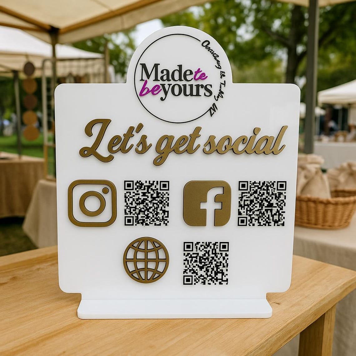 Custom Acrylic QR Code Social Media Sign, Let’s Get Social Display ...